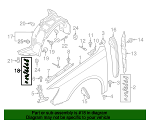 8V0-098-629-A - 2017-2019 Audi - Fender Liner Hardware Kit | European ...