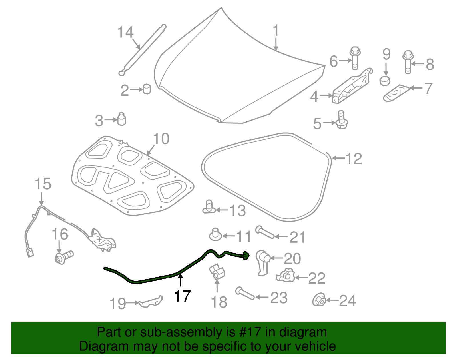 81190-B1100 - Hood Release Cable 2015-2020 Hyundai | AutoNation Parts