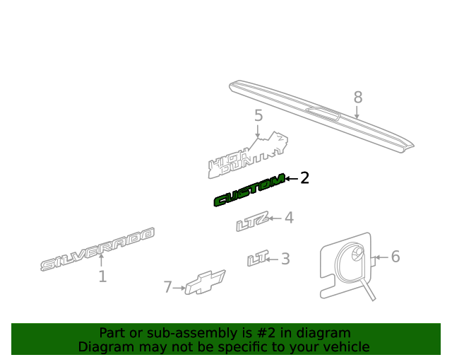 2019-2022 Chevrolet Chrome Tailgate Marketing Name Plate (Passenger ...