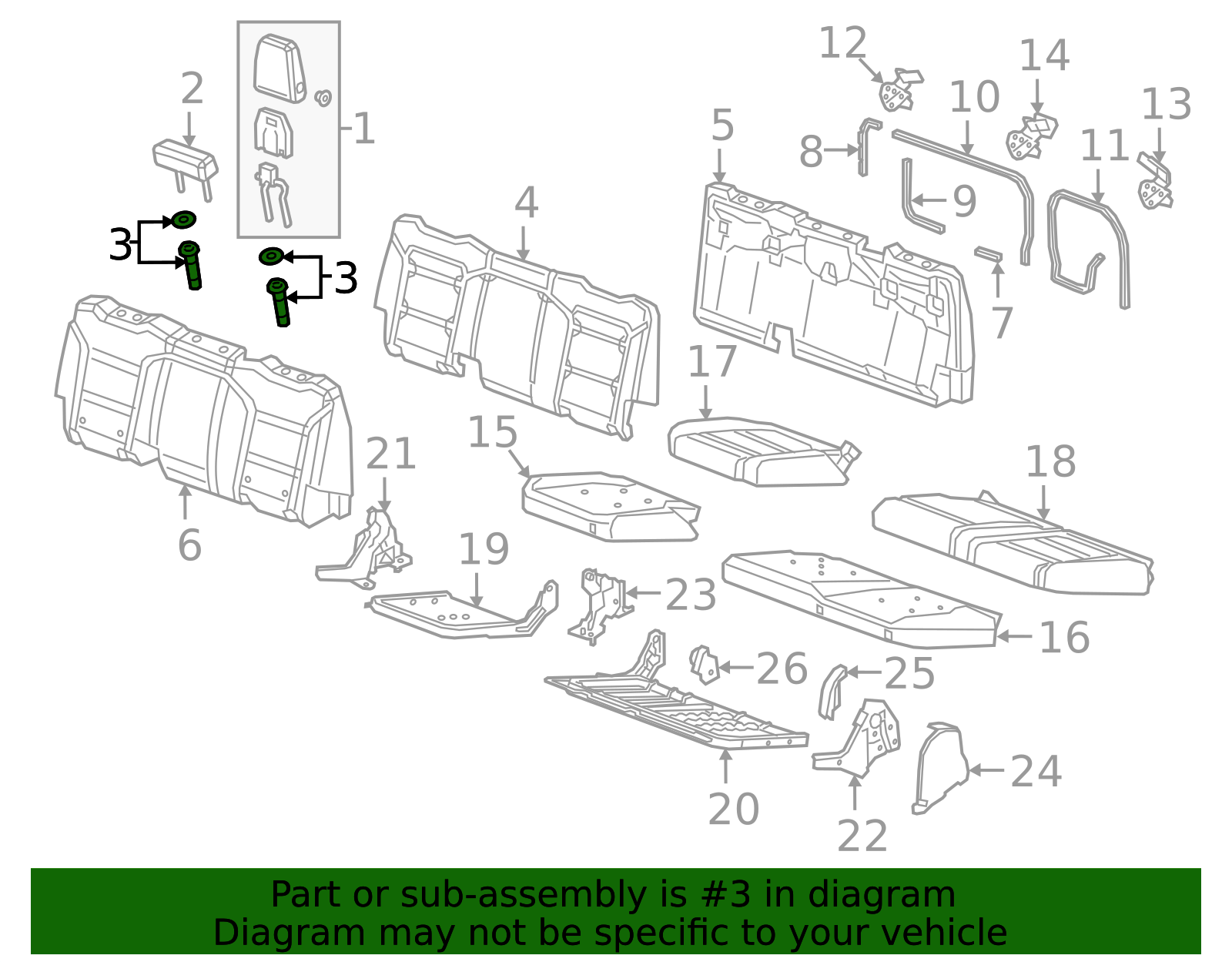 2019-2025 GM Black Rear Seat Head Restraint Guide 84670314 | Chevy OEM ...