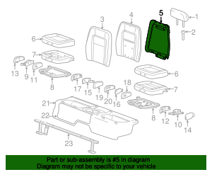 2015-2022 GM Jet Black Rear Seat Back Trim Panel 23262201 ...