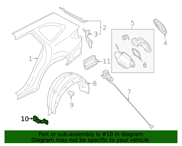 2020-2024 Subaru Outback Wheelhouse Liner Deflector 59123AN07B | Subaru ...
