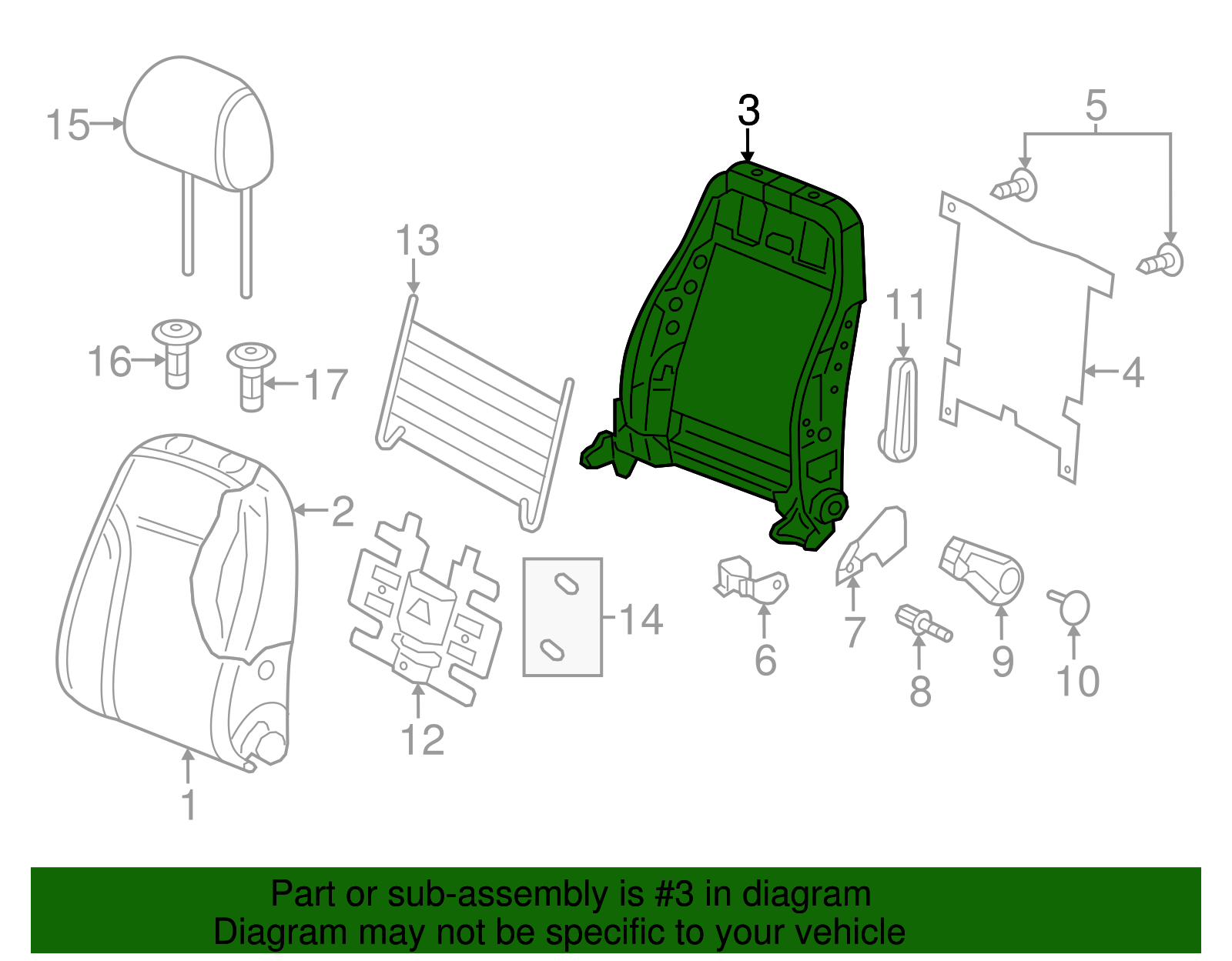 2012-2014 Volkswagen Jetta Seat Back Frame 5C6-881-045-H | OEM VW Parts ...
