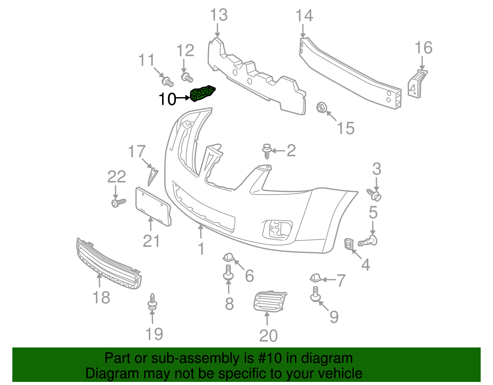 2009-2010 Pontiac Vibe Front Driver Side Bumper Fascia Upper Support ...