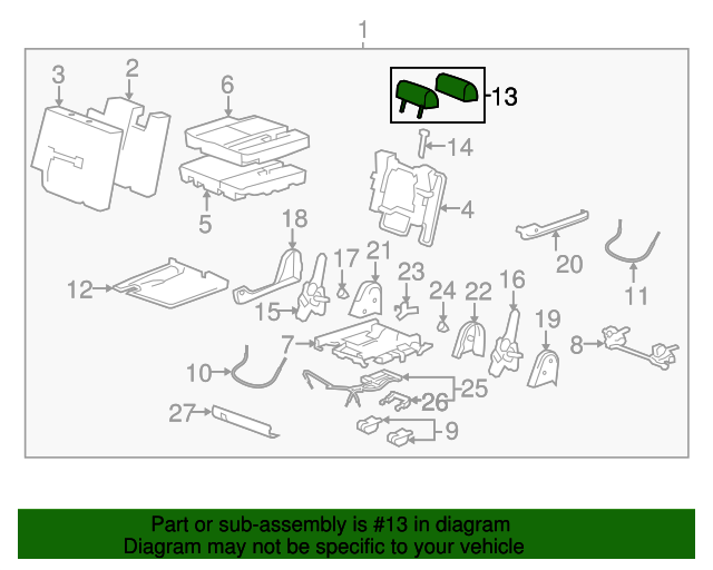 2007-2014 GM Light Cashmere Rear Seat Head Restraint 15863459 ...
