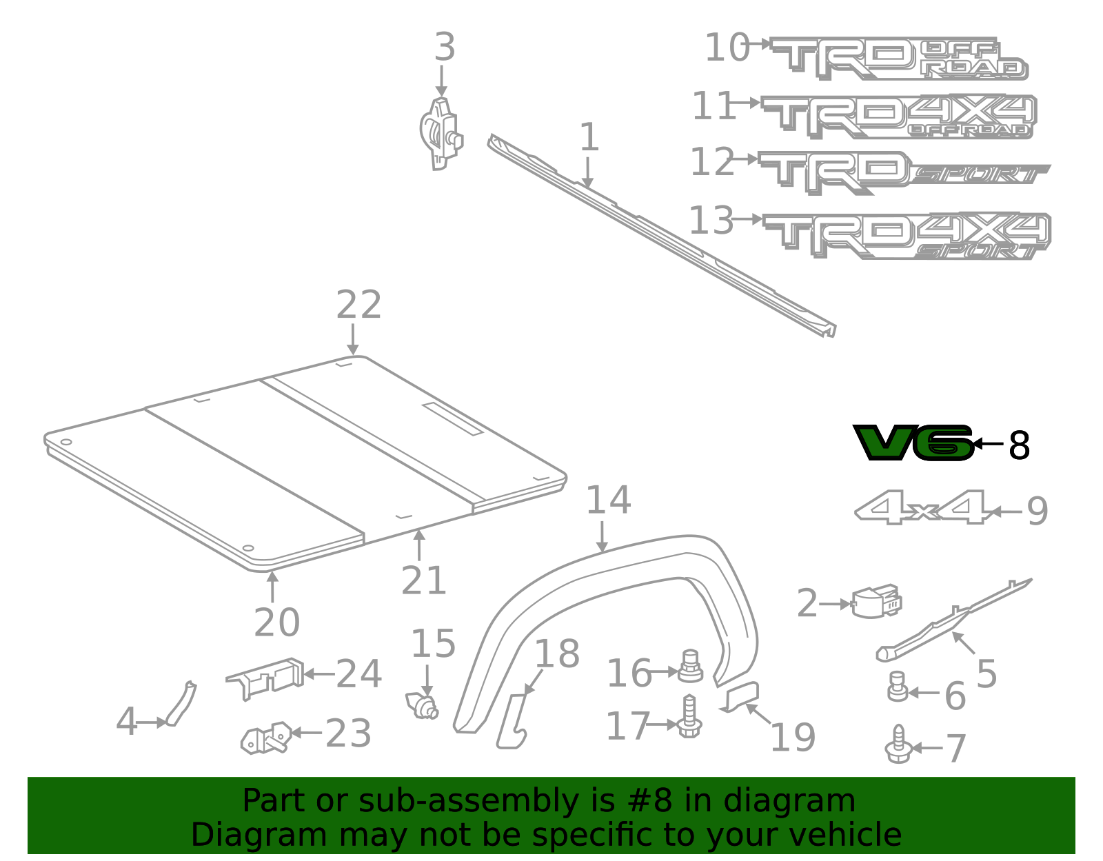 2005-2023 Toyota Tacoma 2005-2023 Toyota Tacoma - Tailgate Emblem (Rear ...
