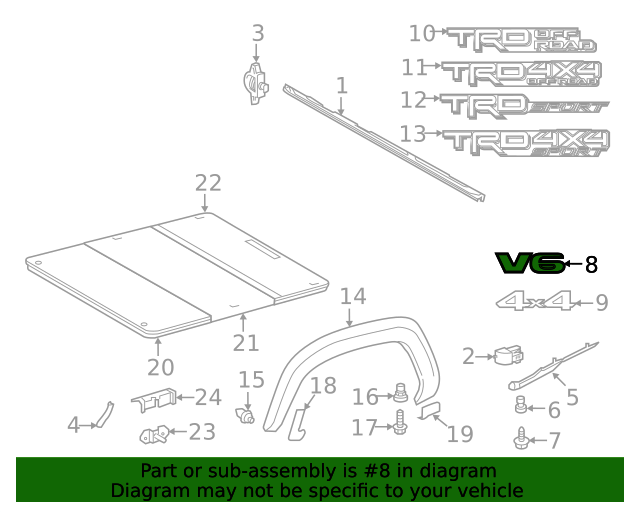 2005-2023 Toyota Tacoma Tailgate Emblem (Rear) 75473-04050 | Toyota Parts