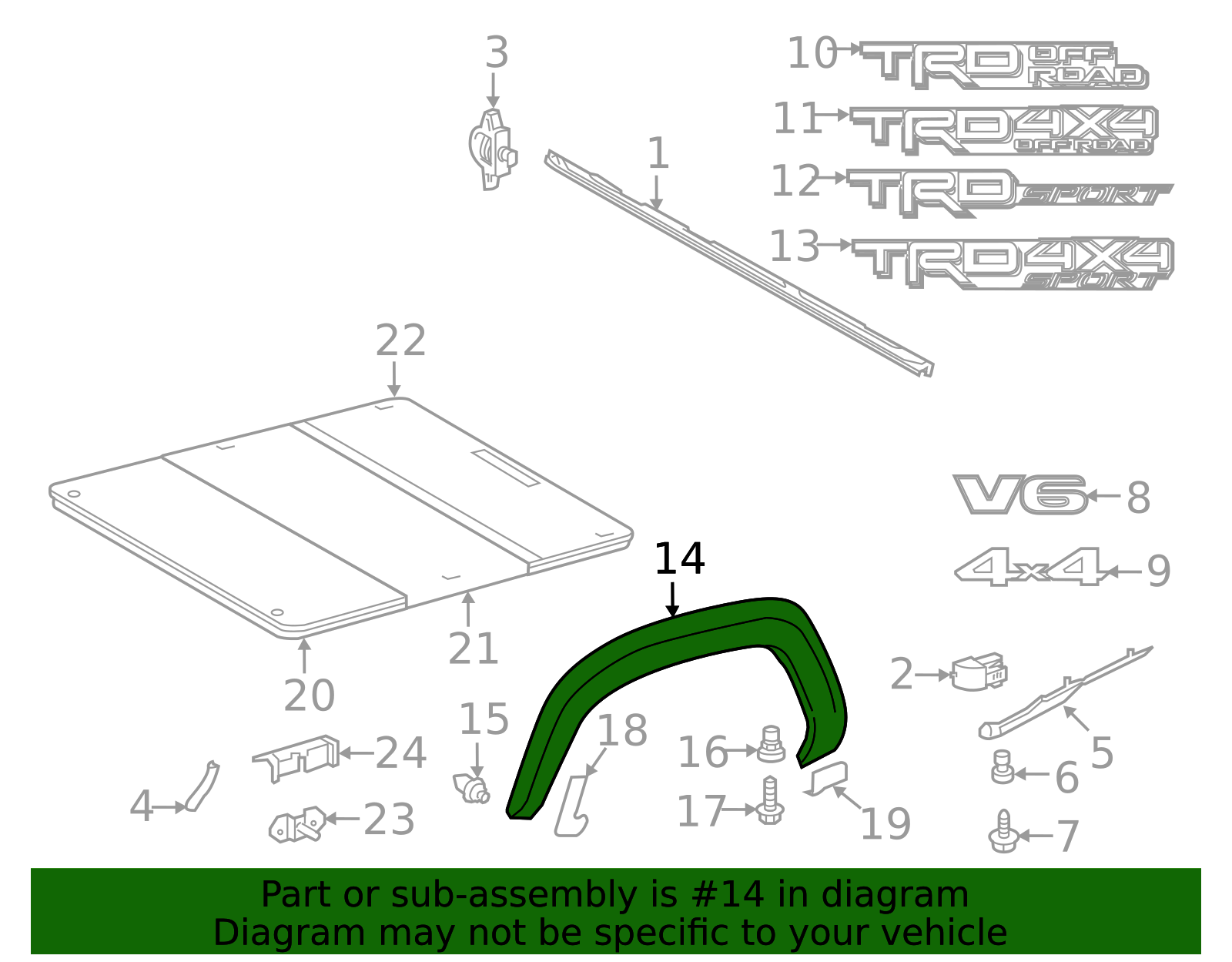 2016-2023 Toyota Tacoma Fender Flare (Left) 75874-04090 | Toyota Parts ...