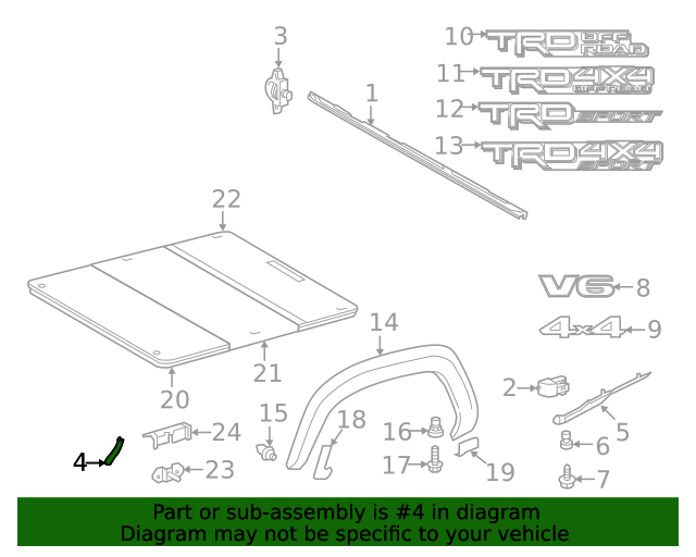 2016-2023 Toyota Tacoma Front Molding 75641-04030 | Toyota Parts Center