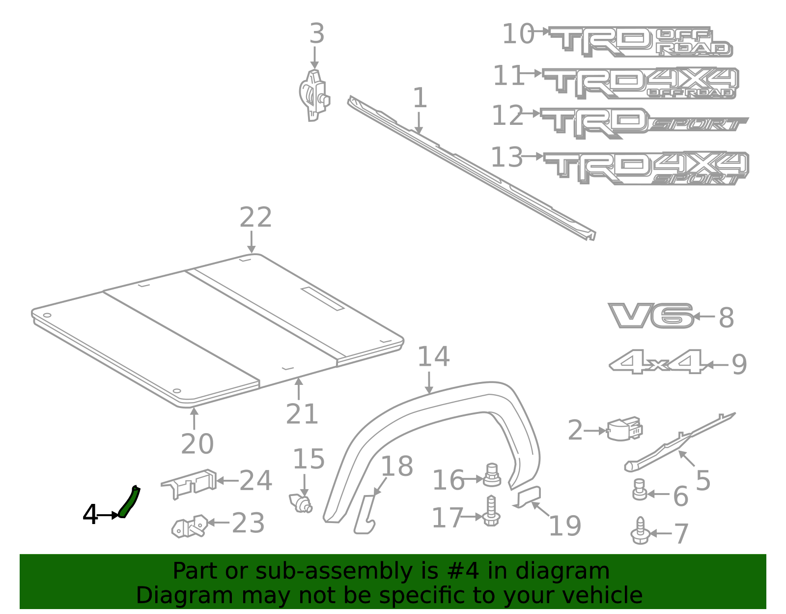 2016-2023 Toyota Tacoma Front Molding 75641-04030 | Toyota Parts Center