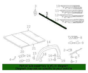OEM 2016-2023 Toyota Tacoma Truck Bed Side Rail (Left, Rear) Part ...