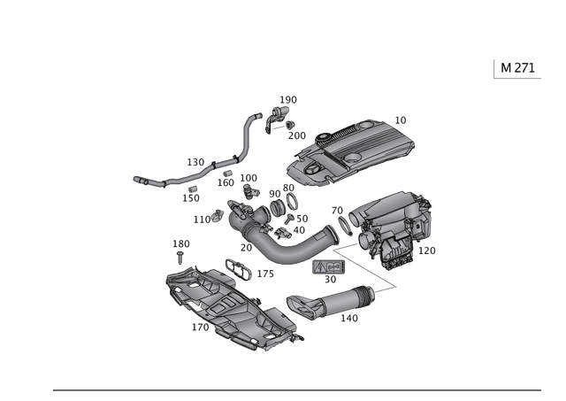 271-090-10-82 - Air Intake Hose 2012-2015 Mercedes-Benz SLK250 ...