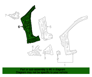 61023-47071 - Body A-Pillar Reinforcement Plate 2018-2022 Toyota | Bam ...