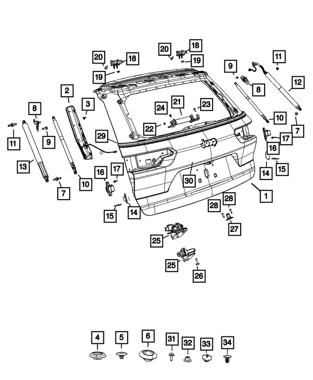 2021-2022 Jeep Grand Cherokee L Lift-Gate Damper 68465566AC | Mopar Estores