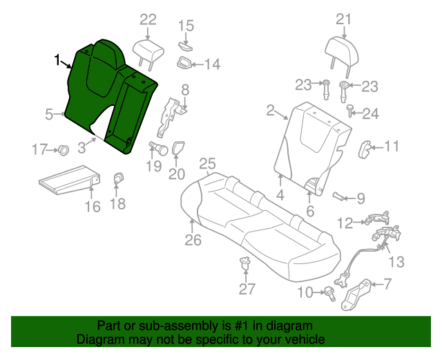 2014-2015 Subaru Forester Seat Back Cover 64350SG181VH | Subaru Parts Plus