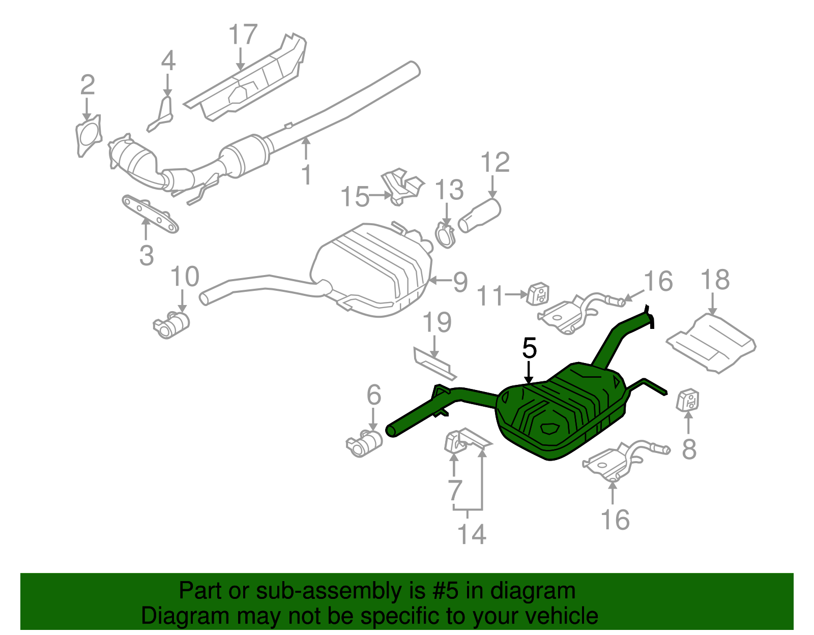 2006-2017 Volkswagen Muffler & Pipe 3AA-253-409-A | OEM Parts Online