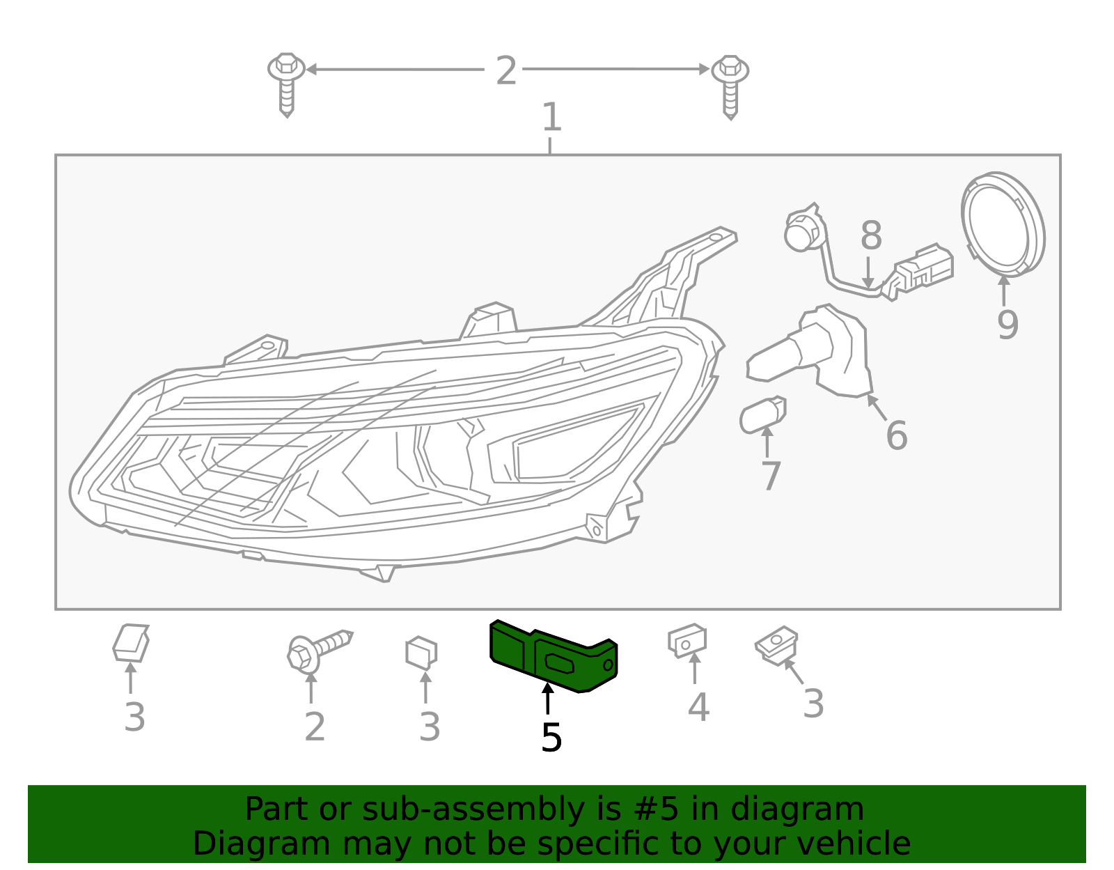 2016-2025 Chevrolet Malibu Driver Side Headlamp Bracket 23127424 GM ...