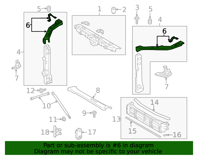53214-06904 - Radiator Support Tie Bar Extension 2019-2023 Lexus ...