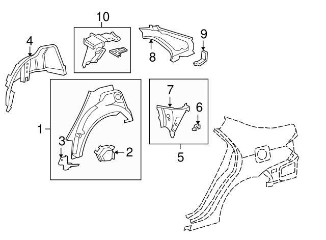 2011-2013 Toyota Corolla Inner Wheelhouse 61607-02600 | OEM Parts Online