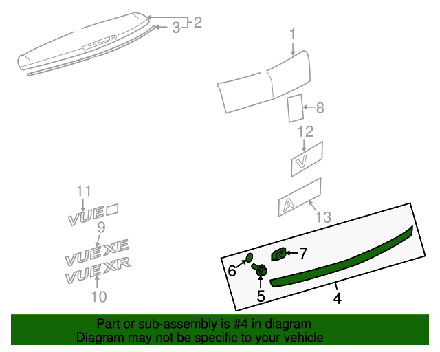 2008-2015 GM Lower Liftgate Applique 95389392 | TascaParts.com