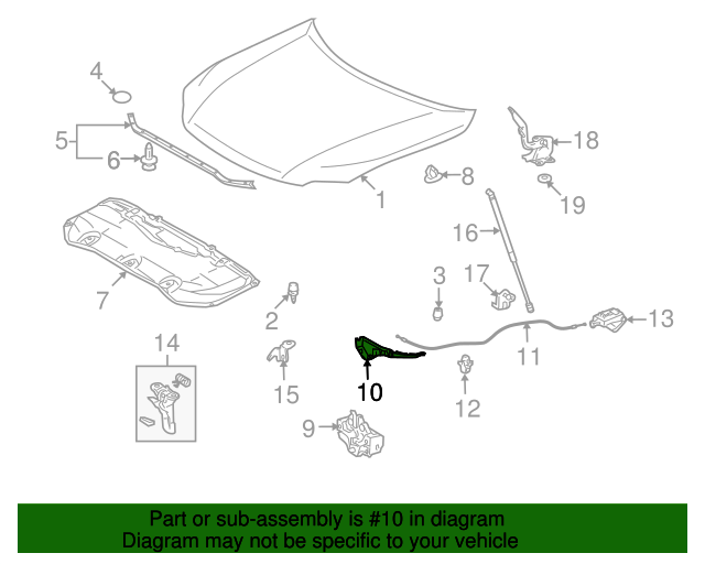 2010-2015 Lexus Hood Latch Striker Plate Spacer 53629-0E020 ...