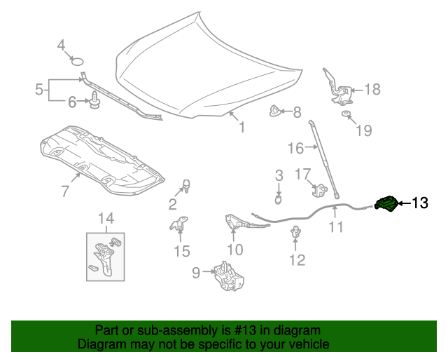 53601-02020-A0 - Hood Release Handle 2010-2015 Lexus | AutoNation Parts