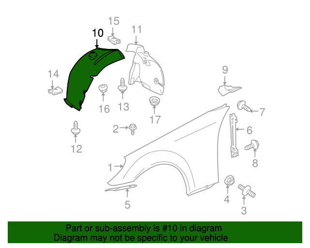 171-690-02-30 - Fender Liner - 2005-2008 Mercedes-Benz ...