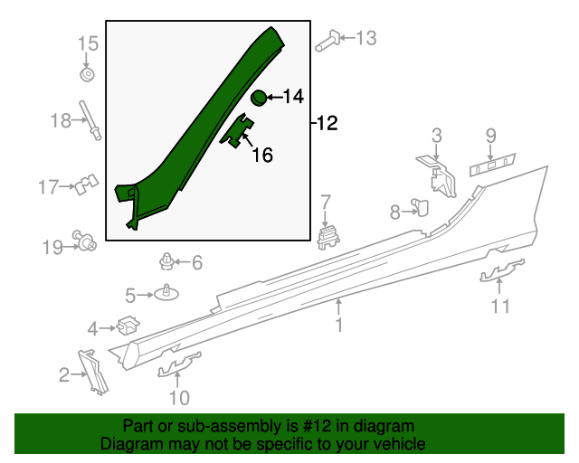 2013-2017 Mercedes-Benz Pillar Molding 231-690-02-87-3590 | MB OEM Parts