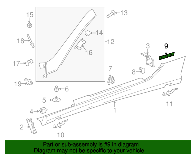 231-698-02-27 - Rocker Panel Molding Bracket 2013-2020 Mercedes-Benz ...