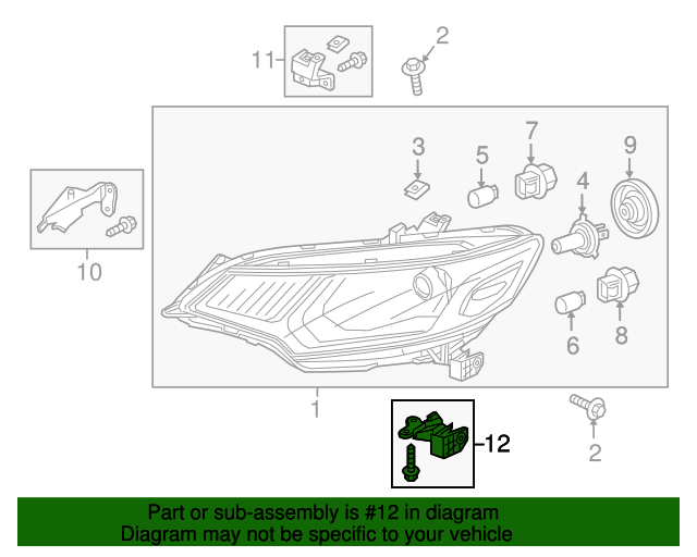 06100-T5A-J21 - Bracket Kit R Headlight Mounting (C) - 2015-2020 Honda ...