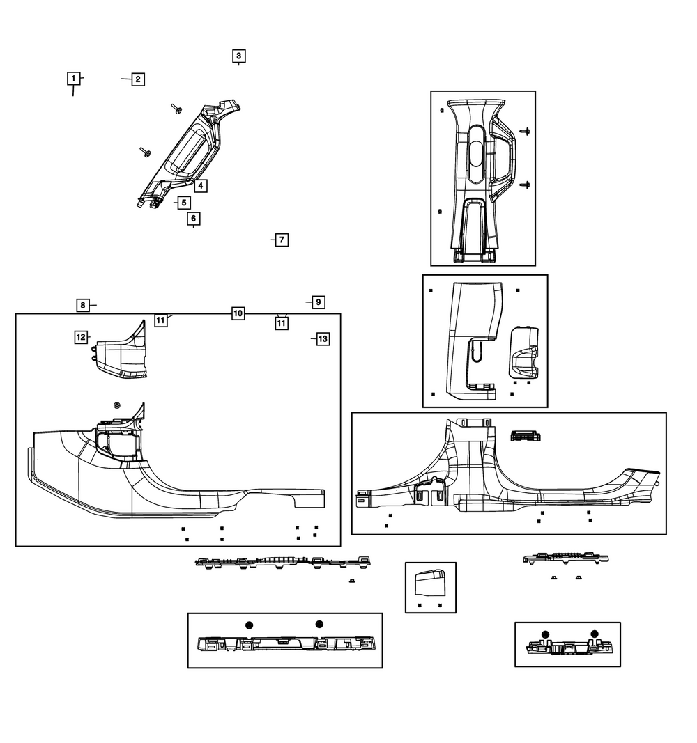 6EN00TX7AC - B Pillar Molding, Right 2018-2025 Jeep | Big 3 Auto Parts