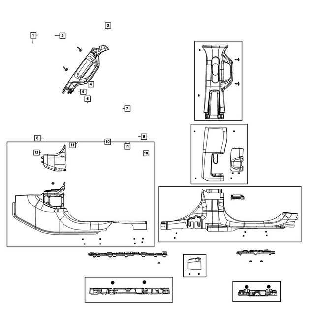 2018-2024 Jeep B Pillar Molding, Left 6EN01TX7AC | My Mopar Parts