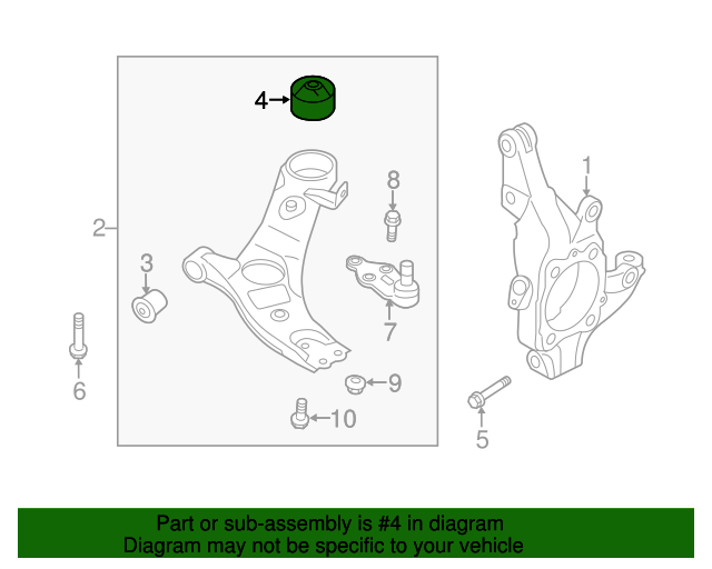 2015-2019 Hyundai Lower Control Arm Rear Bushing 54584-C5000 | OEM ...
