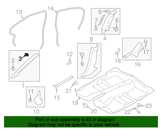 2014-2023 Subaru Windshield Pillar Trim Retainer 909150040 | Subaru ...