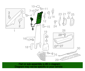 447-690-20-00-7H52 - Upper Pillar Trim 2016 Mercedes-Benz Metris ...