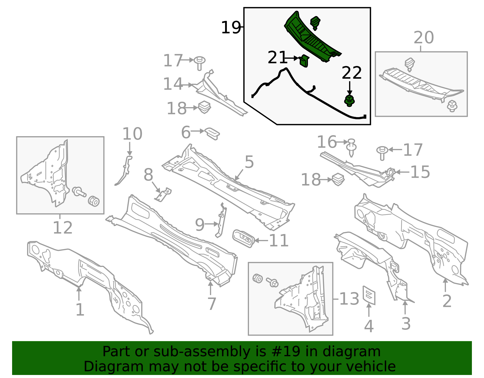 OEM Ford Cowl Grille For 2018-2024 Ford - Part No. JL1Z-78022A68-AB ...