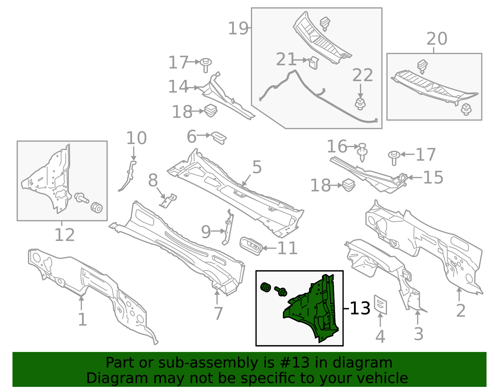 2015-2025 Ford | Cowl Side Panel | HC3Z-2502039-A | Walls' Ford Parts