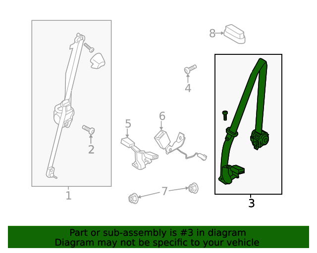 MB3Z-58611B64-AA - Seat Belt Lap And Shoulder Belt 2021-2024 Ford ...