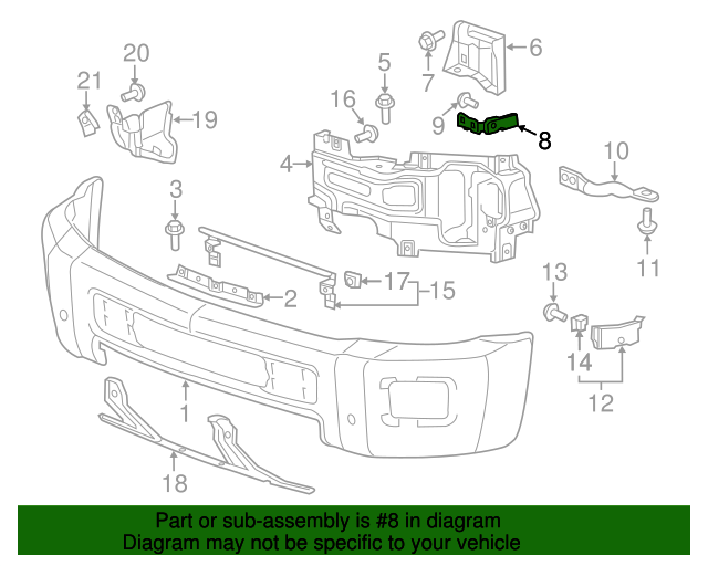 22978552 - Front Passenger Side Bumper Impact Bar Outer Bracket 2015 ...