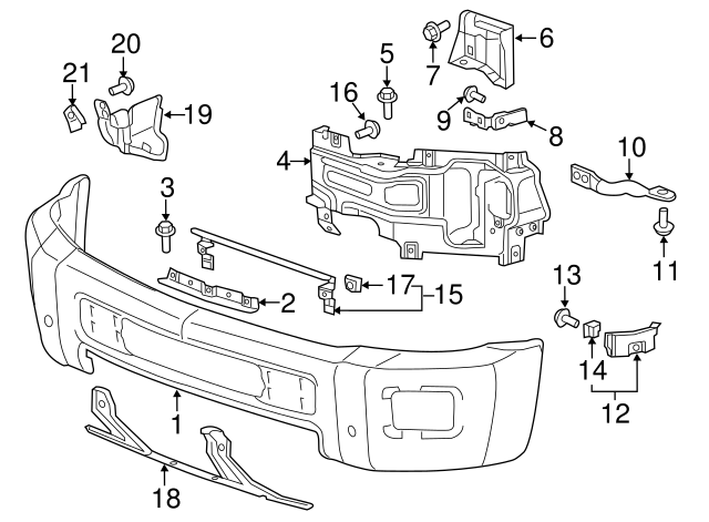 2015-2019 Chevrolet Front Bumper Impact Bar 23229367 GM | GMPartsDirect.com