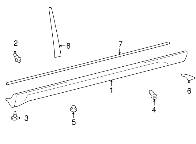 2003-2008 Pontiac Vibe Rocker Panel Molding Retainer 88973654 ...