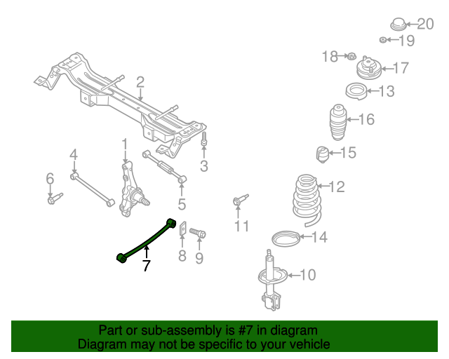 2000-2004 Kia Spectra Trailing Arm - Driver's Side (LH) 0K2NA-28350A ...