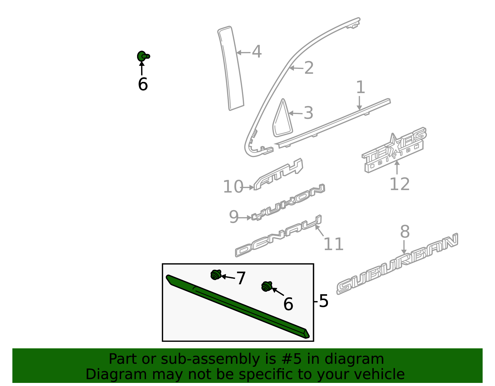 2021-2024 GM Silver Front Driver Side Door Molding 84267940 GM ...