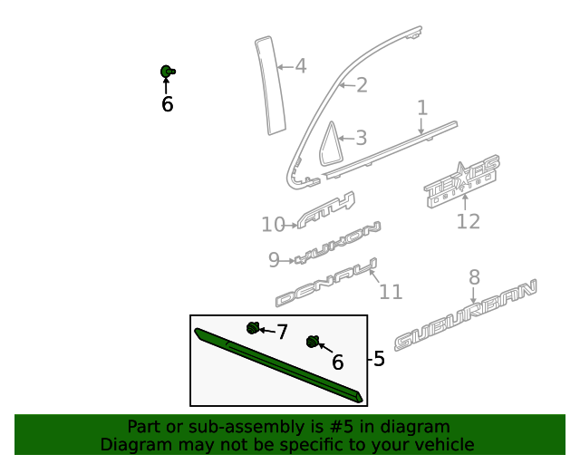2021-2024 GM Chrome Front Passenger Side Door Molding 84267937 GM ...