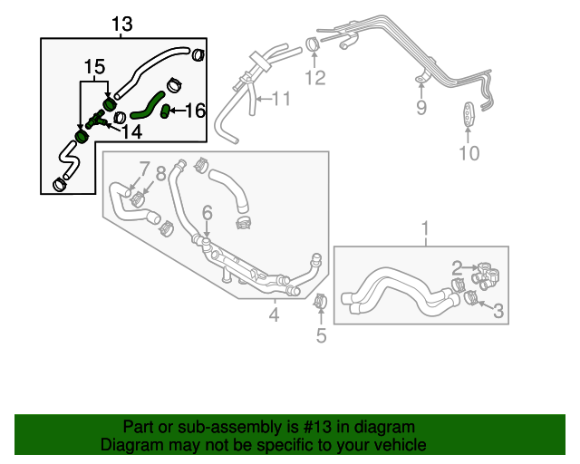 2016-2018 Volkswagen Jetta HVAC Heater Hose 1K0-122-157-KN | VW Direct ...