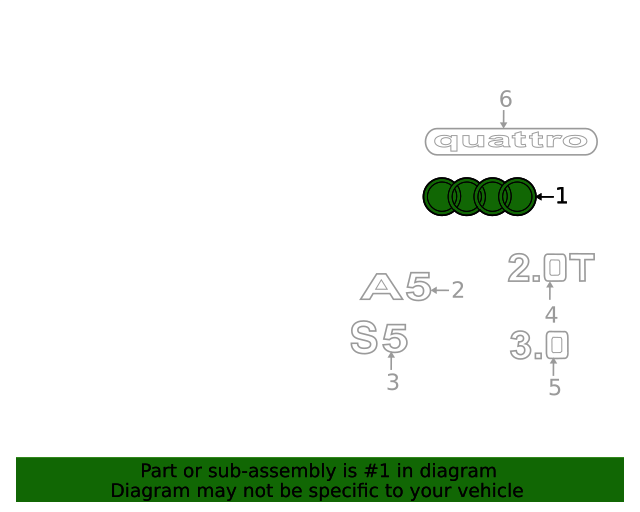 2018-2023 Audi Deck Lid Emblem 8W6-853-742-2ZZ | Genuine Audi Parts