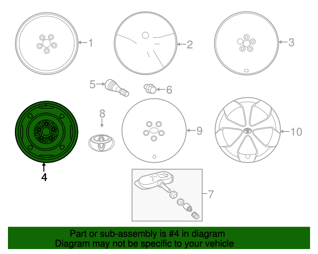 1992-2015 Toyota Spare Wheel 42611-20A50 | Toyota Parts Center