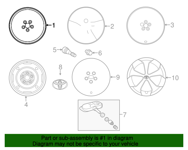2010-2011 Toyota Prius Wheel Alloy 15 Inch 42611-47141 | Toyota Parts ...