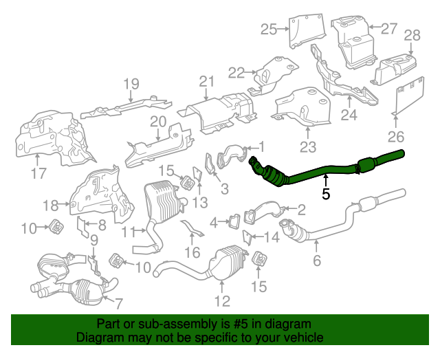 231-490-20-19 - Converter & Pipe 2013-2020 Mercedes-Benz SL 550 ...