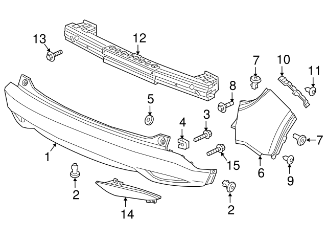 2016-2020 Honda HR-V Spacer, R Rear Bumper Side 71593-T7A-J00 ...